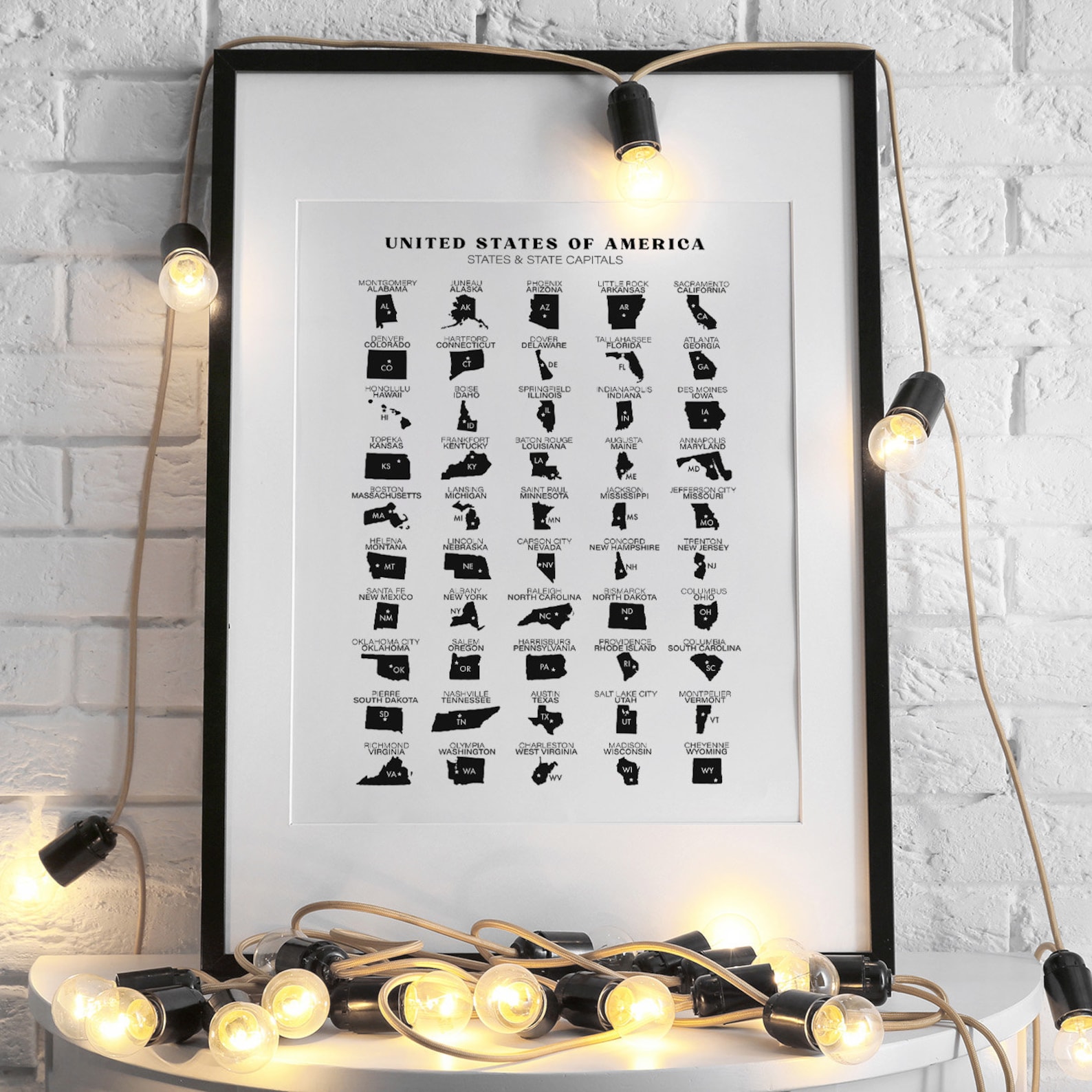 US States and Capitals Poster: Minimalist Classroom Decor (digital ...