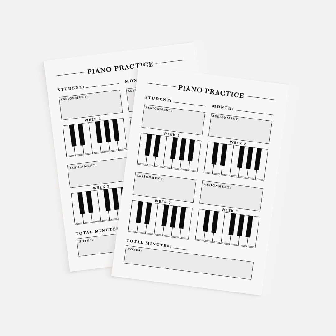 Piano Practice Chart, Printable Piano Practice Log, Piano Teacher ...