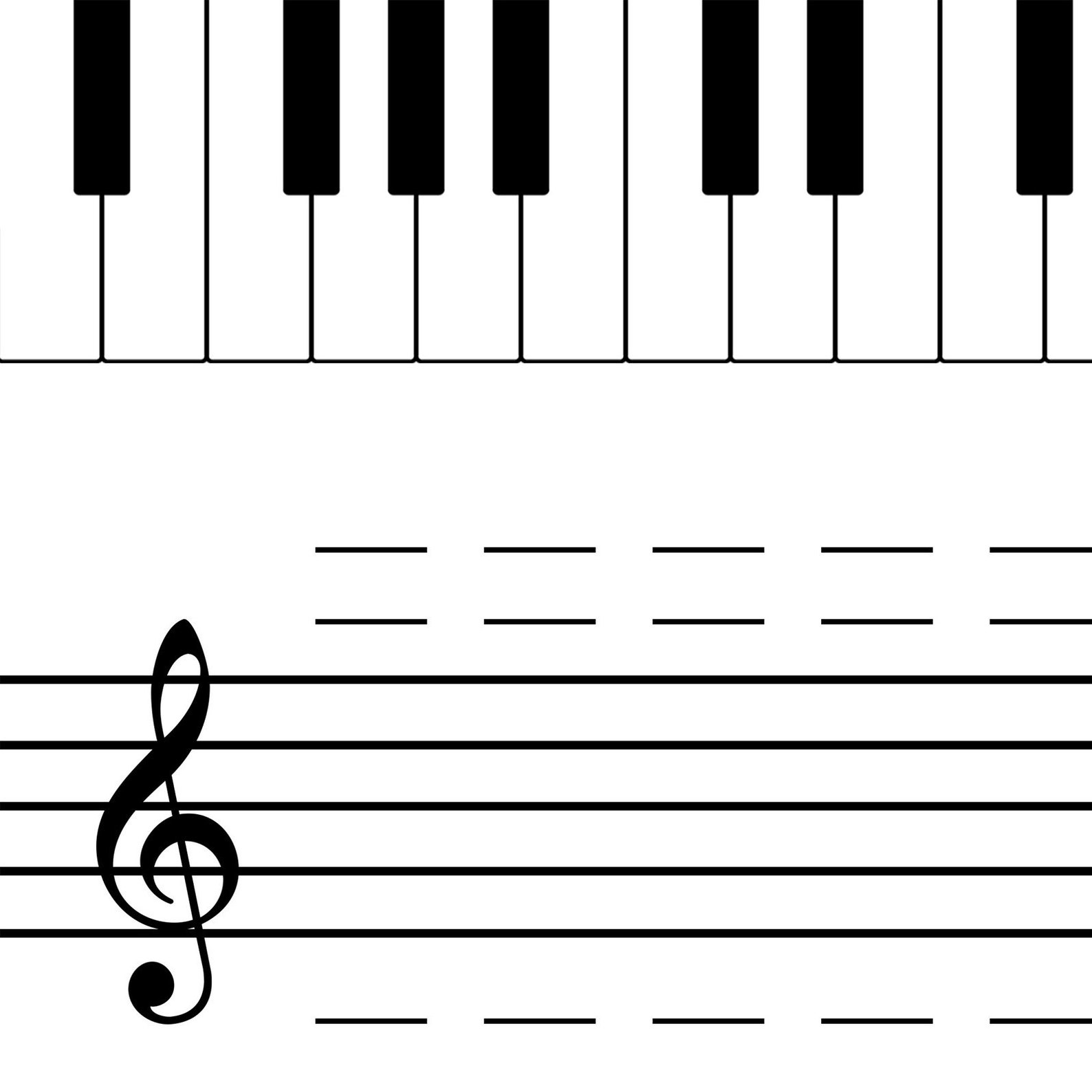 Printable Piano Keyboard & Music Staff Practice Sheet: Blank Treble ...