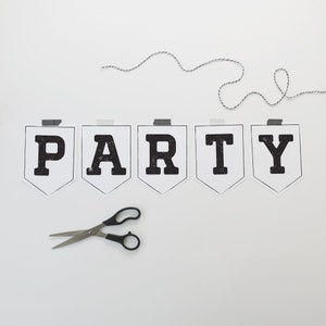 Printable Black and White Pennant Banner With Alphabet Letters, Numbers ...