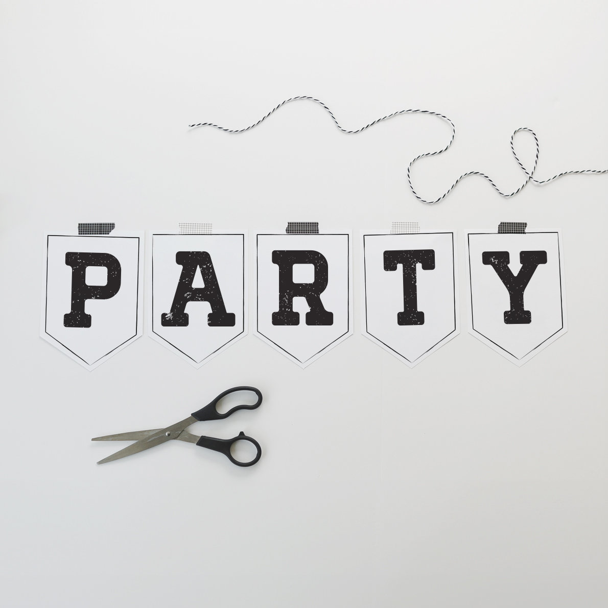 Printable Black and White Alphabet Banner: Letters, Numbers, Icons (PDF ...