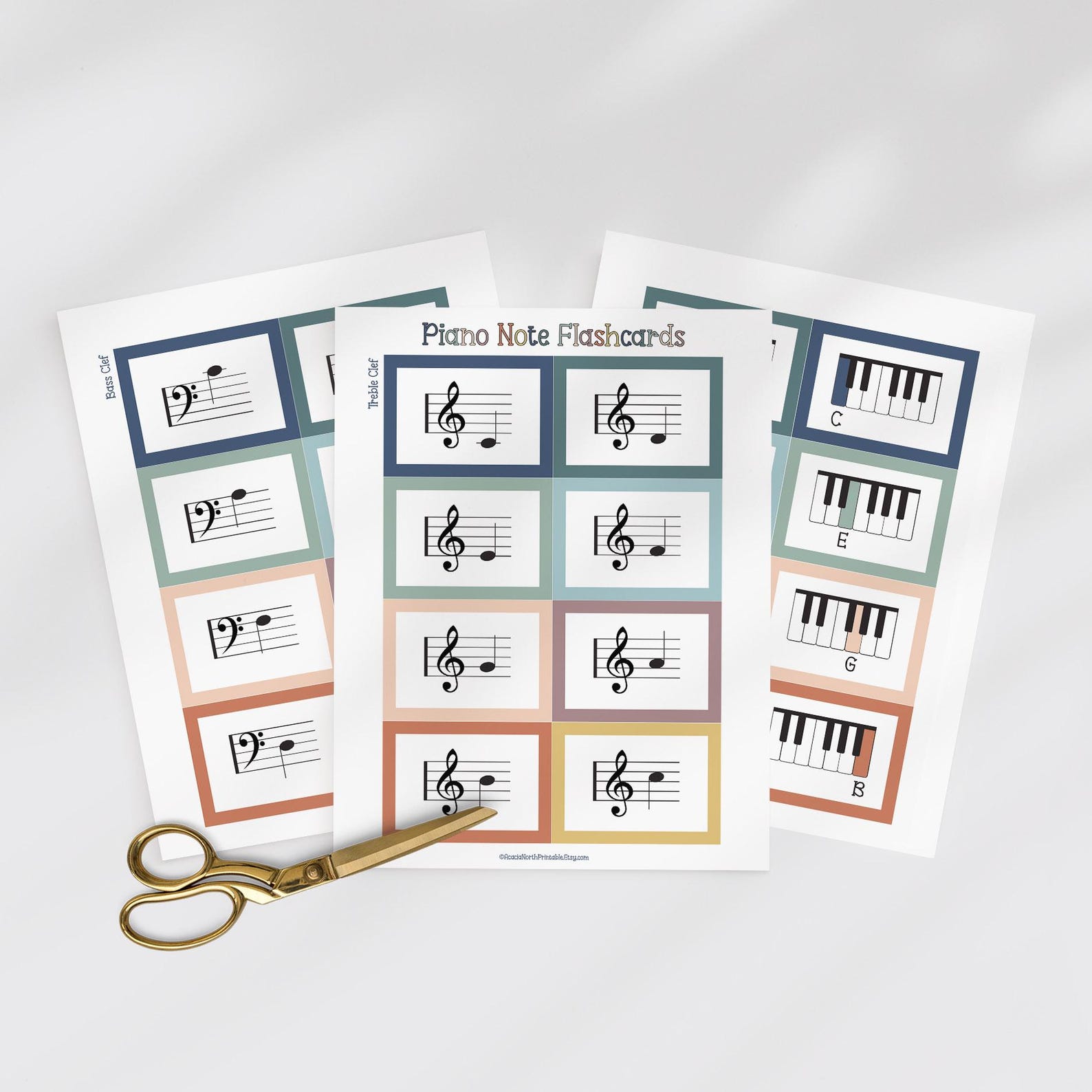Piano Note Flashcards: Middle C to High/low C (32 Double-sided Cards ...