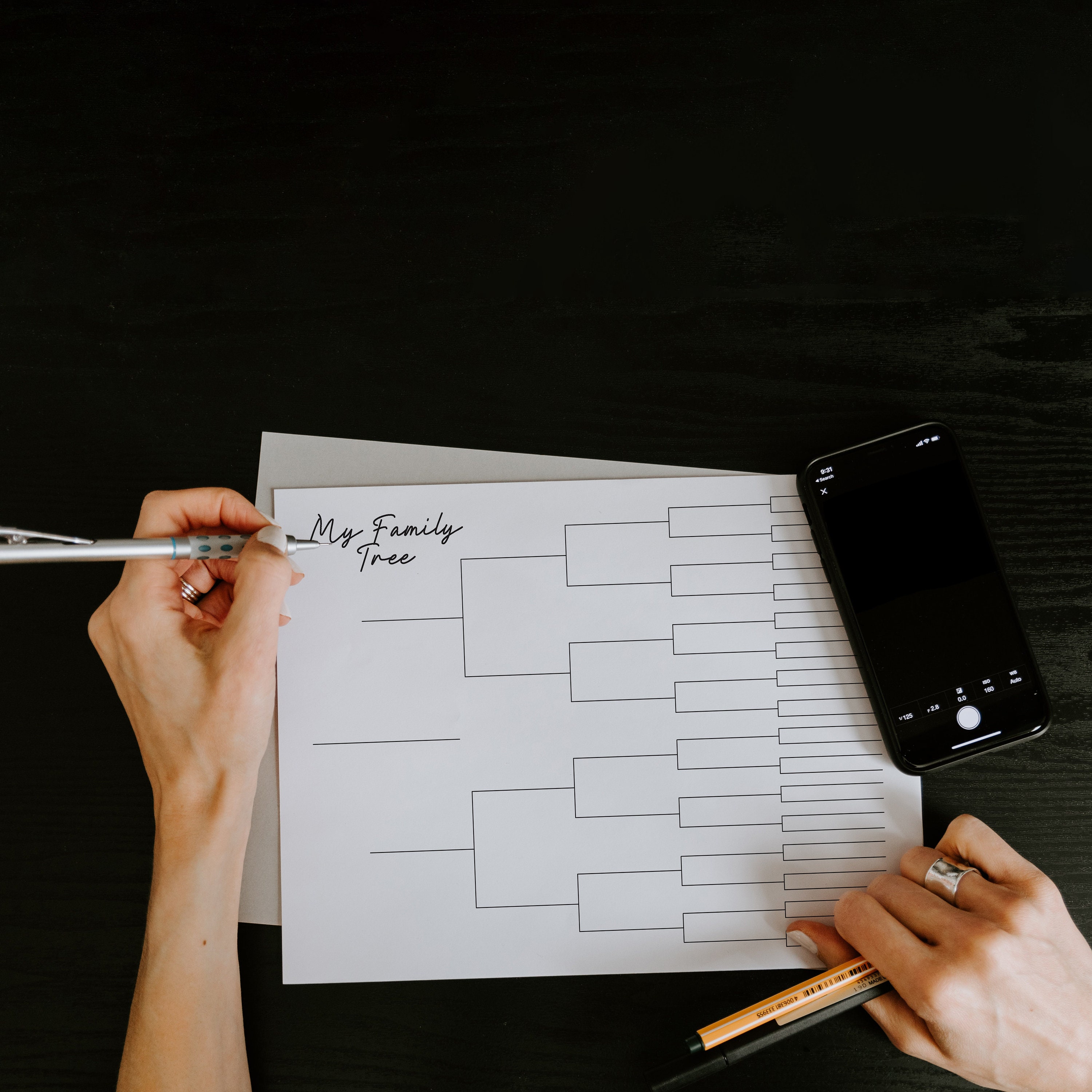 Blank Genealogy Chart Horizontal Family History Template - Etsy