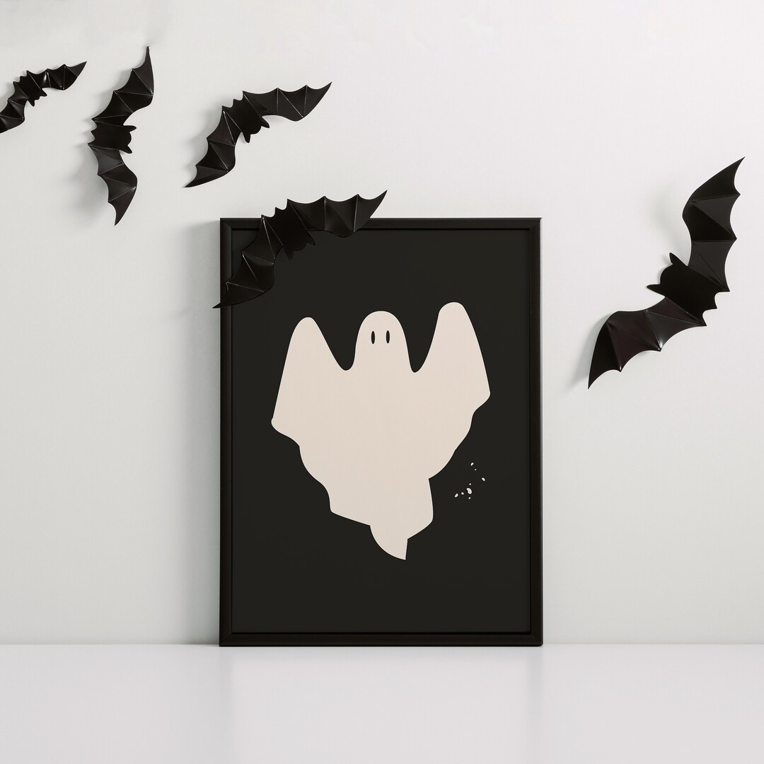 Black and White Ghost Printable Spooky Halloween Art Print - Etsy