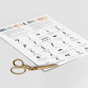 Music Bingo Printable, Music Theory Game, 6 Music Bingo Cards, Music ...