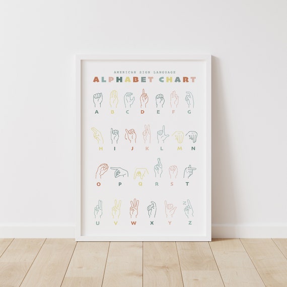 Colorful ASL Alphabet Poster American Sign Language - Etsy