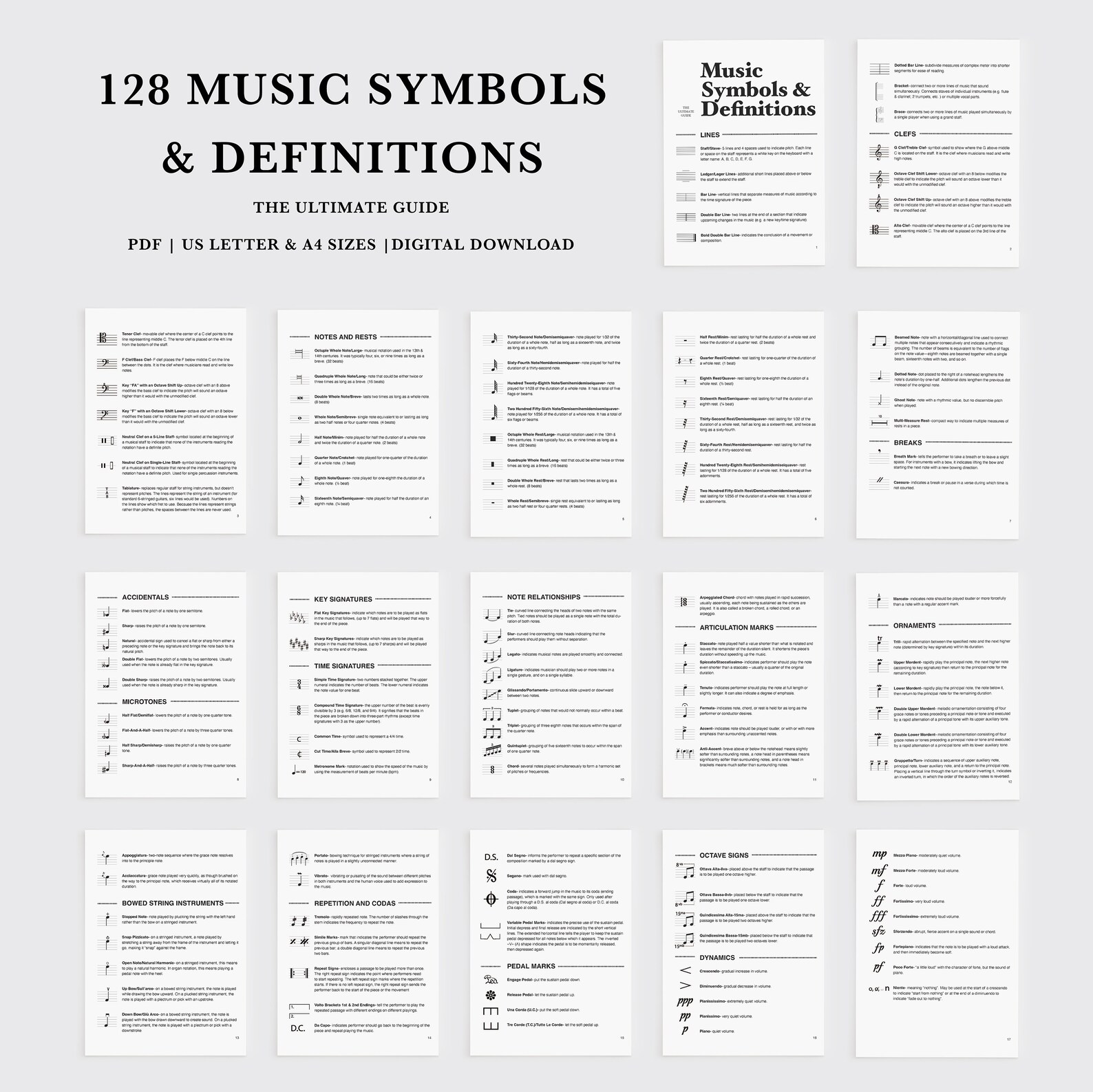 128 Music Symbols and Definitions Guide: Beginner Music Theory ...