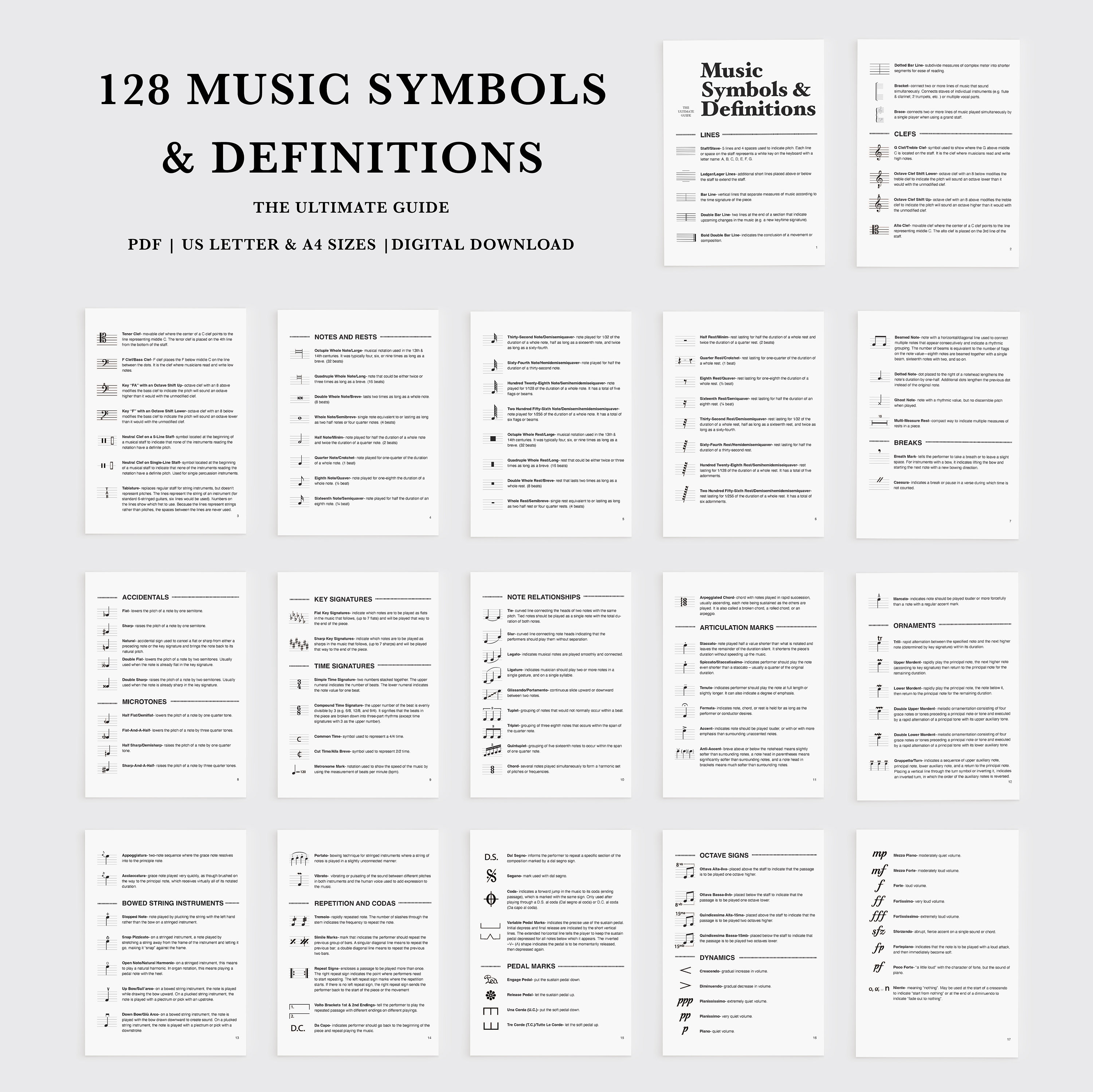 128 Music Symbols and Definitions Guide: Beginner Music Theory ...