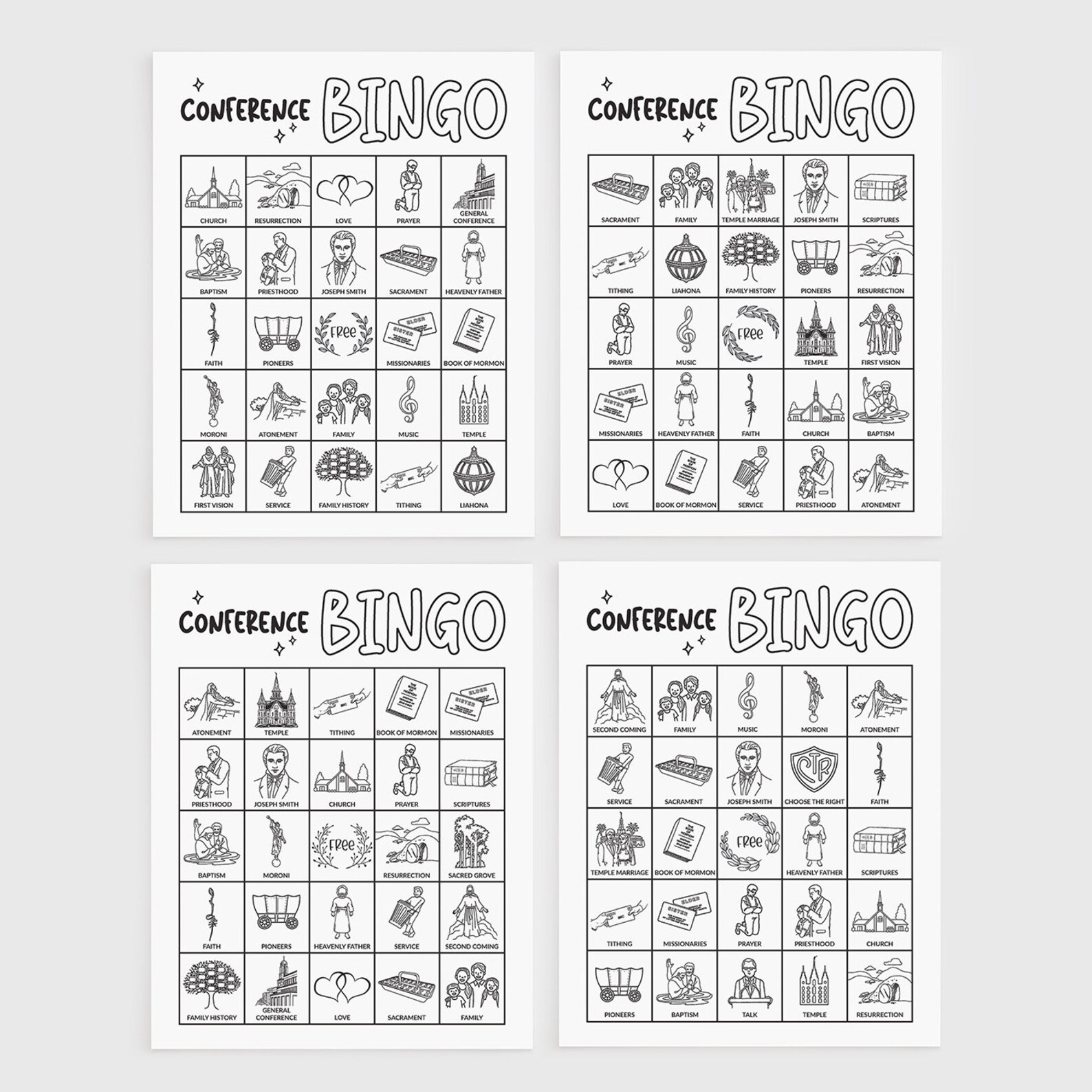 Printable LDS General Conference Bingo Cards: Primary Kids Color or ...