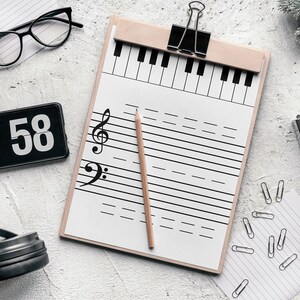 Music Staff and Piano Keyboard Printable, Piano Note Practice, Piano ...