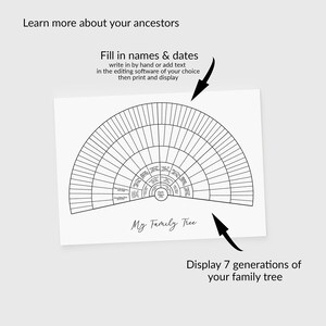 Blank Genealogy Fan Chart, 7 Generation Family Tree Template, Family ...