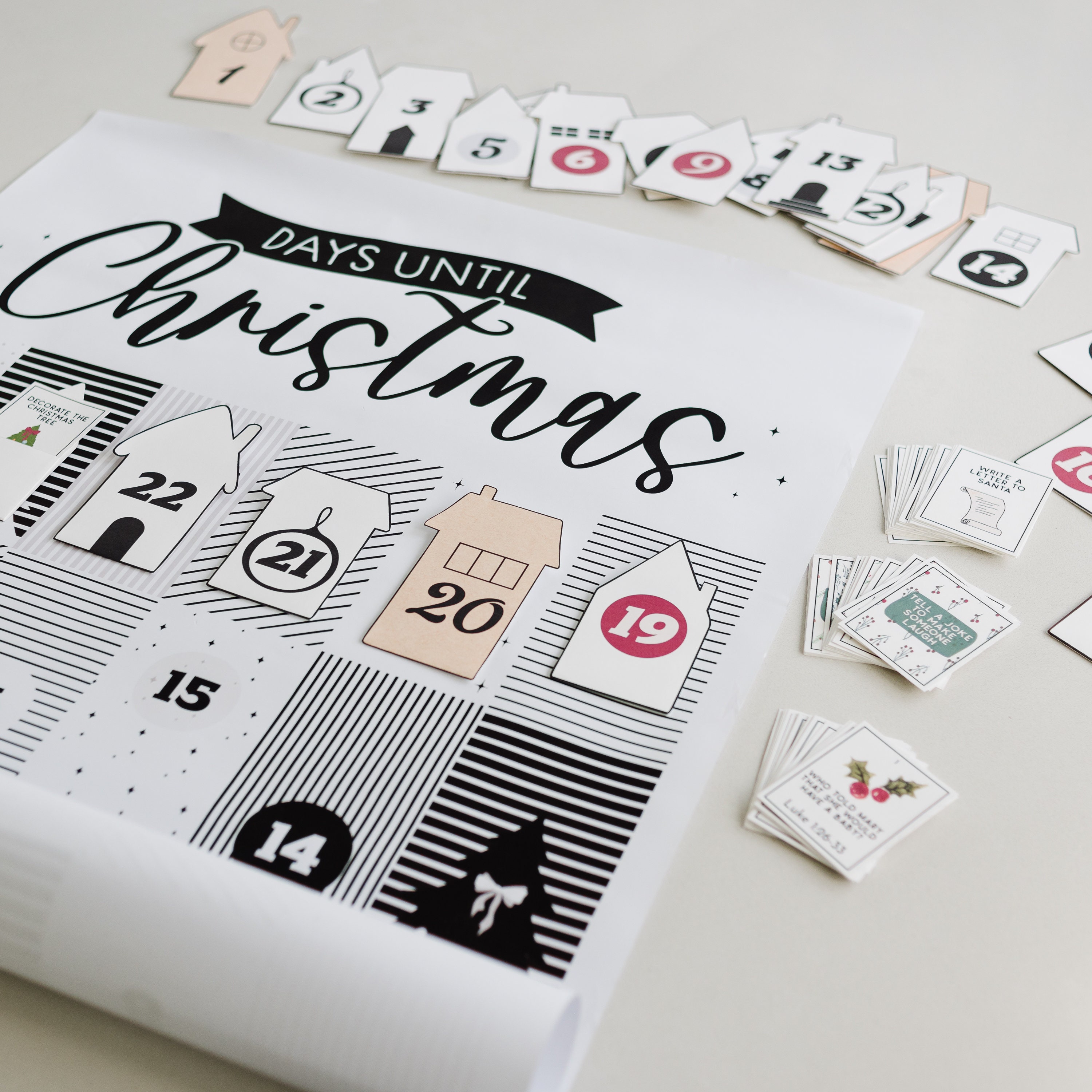DIY Advent Calendar Poster, Christmas Countdown, 3 Card Sets (digital ...