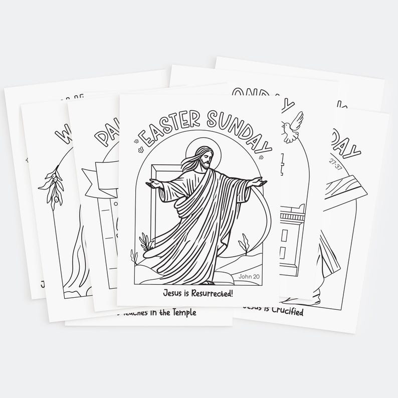 Holy Week Countdown Coloring Pages: Easter Scripture Activity (PDF ...