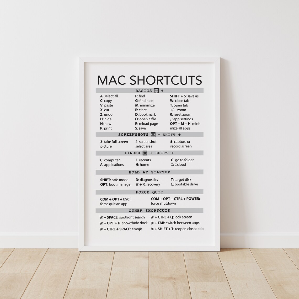 Mac Shortcut Reference Chart Keyboard Cheat Sheet for Mac OS - Etsy