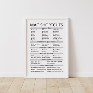 Mac Shortcut Reference Chart Keyboard Cheat Sheet for Mac OS - Etsy