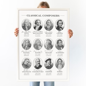 Classical Music Composers Print, Classical Musicians With Portraits and ...