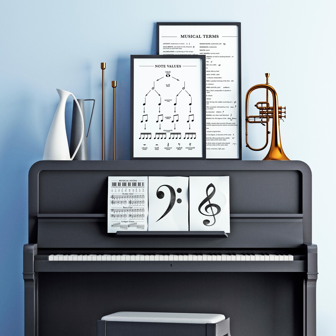 Music Note Value Chart Note Values and Names Beats Rests - Etsy