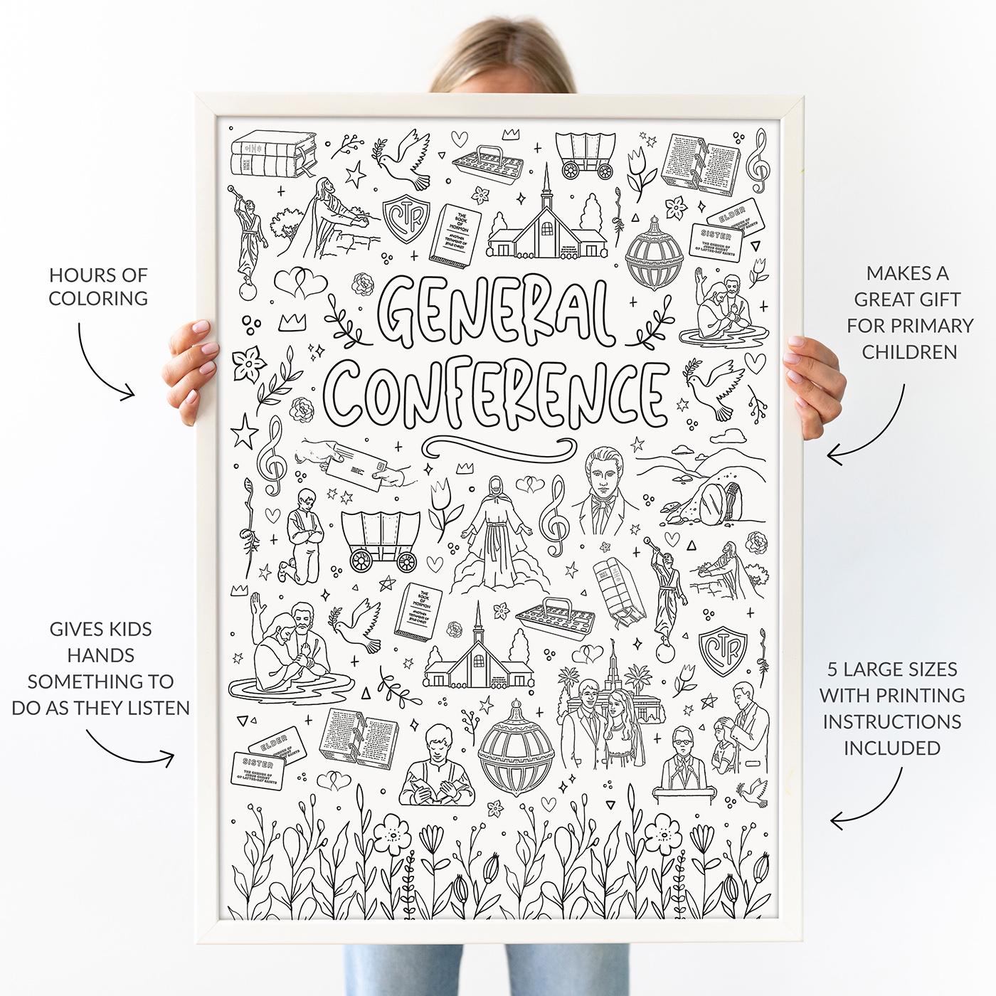 LDS General Conference Coloring Poster for Kids: LDS Youth Coloring ...