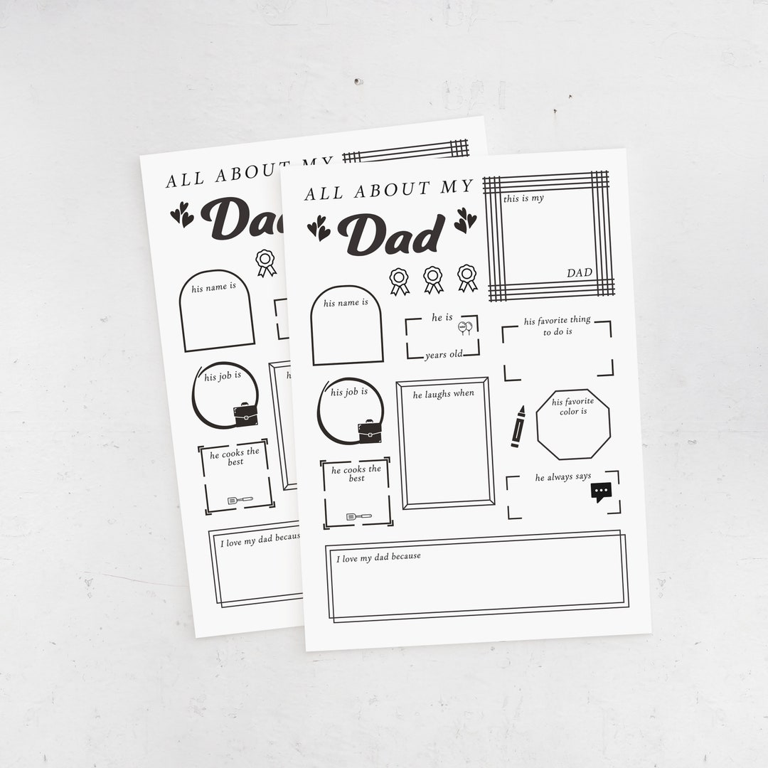 Father's Day Printable Interview for Kids, All About My Dad Questions ...