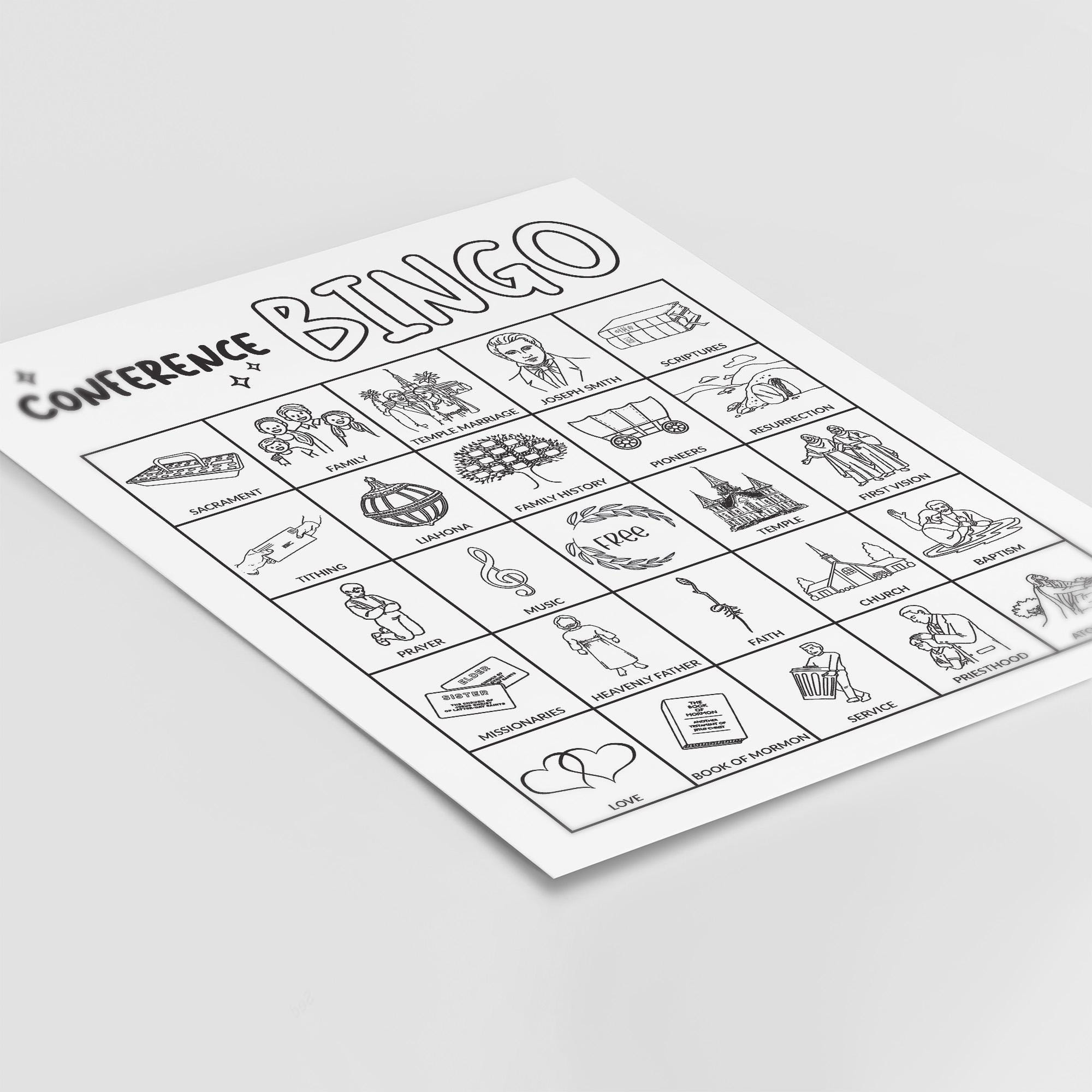 Printable LDS General Conference Bingo Cards: Primary Kids Color or ...