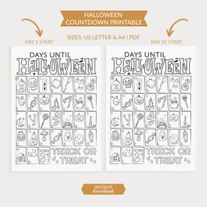 Printable Halloween Coloring Countdown: Halloween Doodle Advent ...