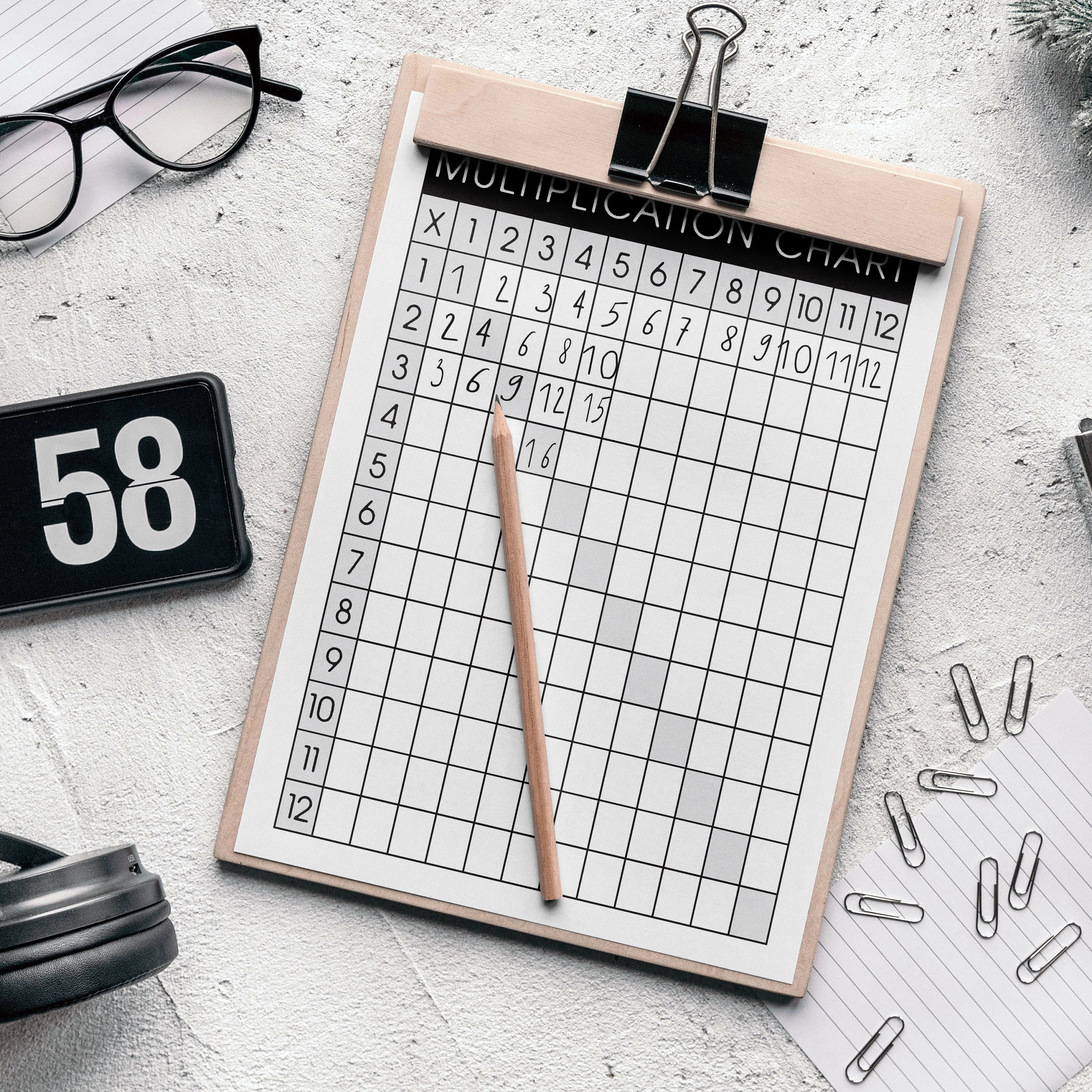 Blank Multiplication Chart Empty Times Table Worksheet 12x12 - Etsy