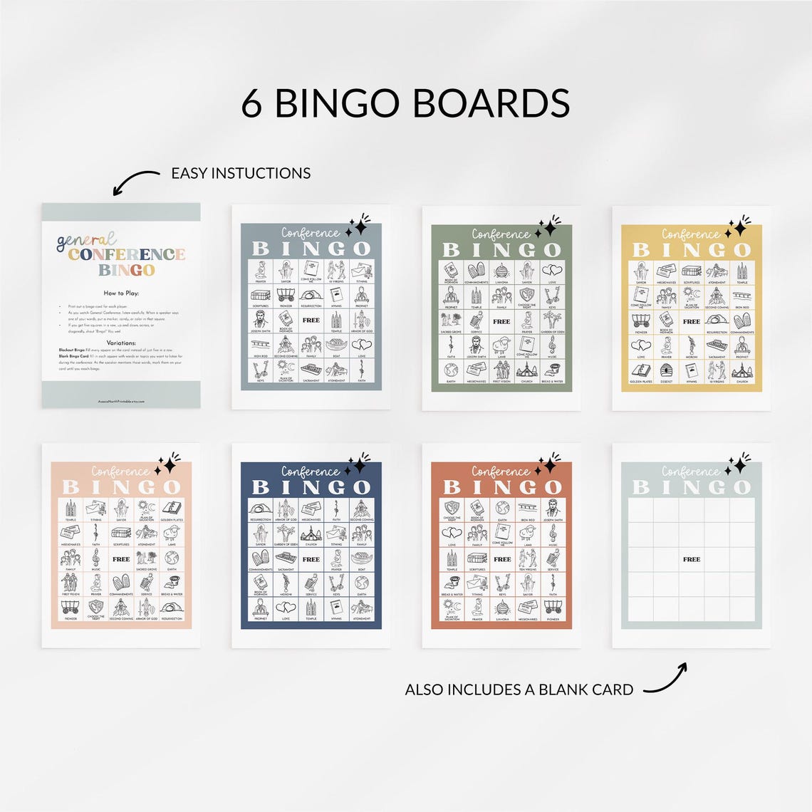 LDS General Conference Bingo Cards: Kids' Activity (PDF Digital ...