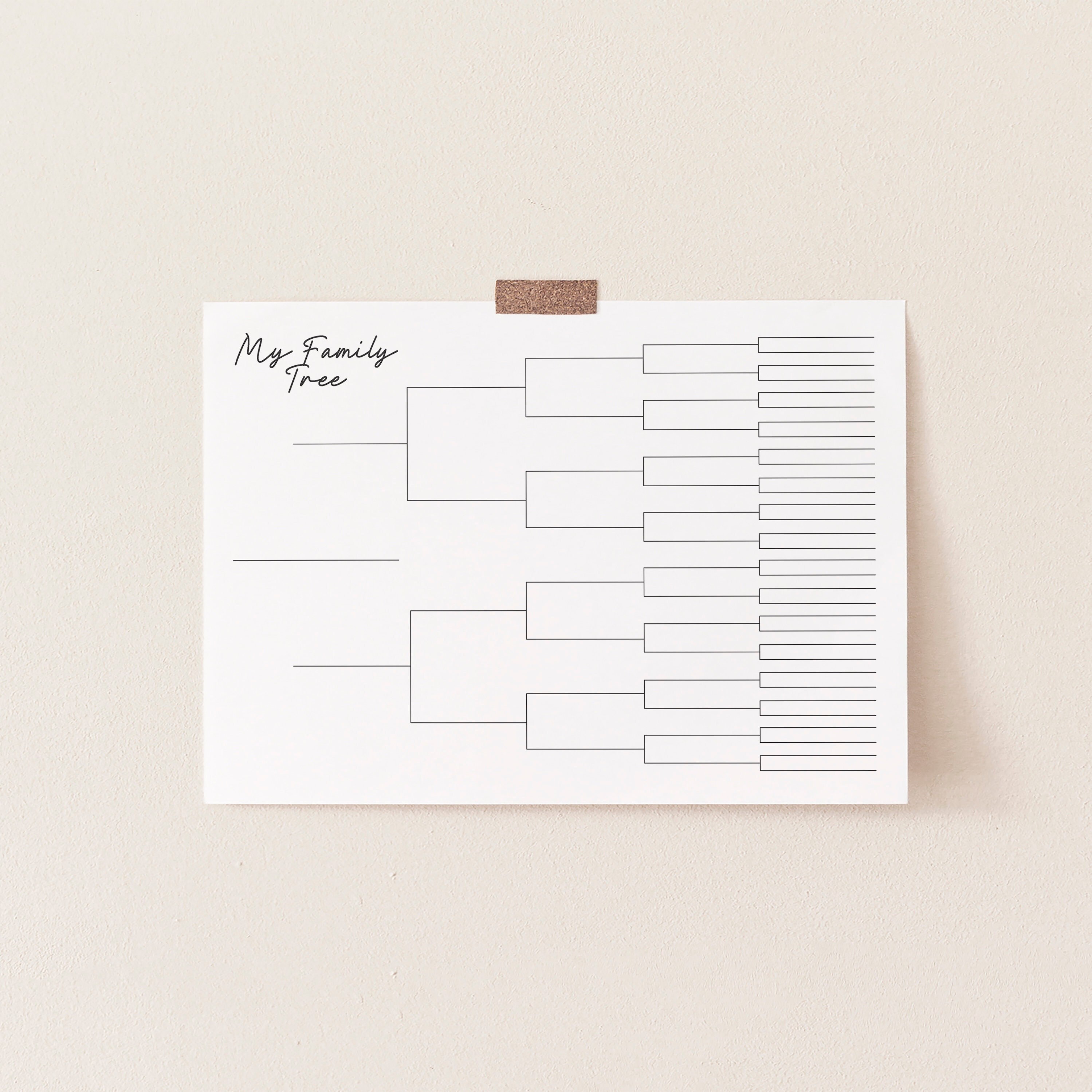 Blank Genealogy Chart Horizontal Family History Template - Etsy