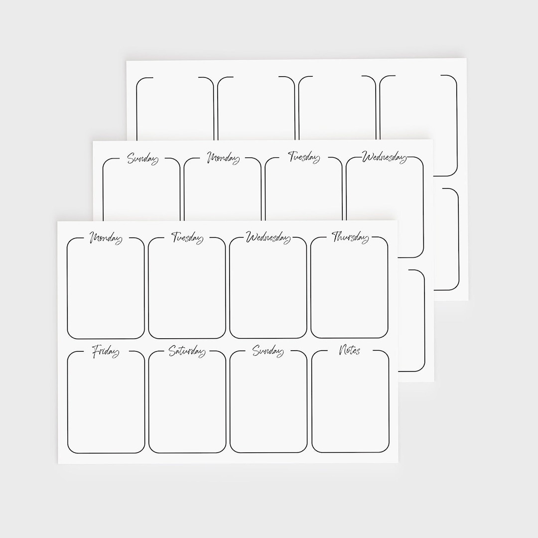 Printable Weekly Calendar Planner: Minimal Sunday Monday Start, Blank 7 ...