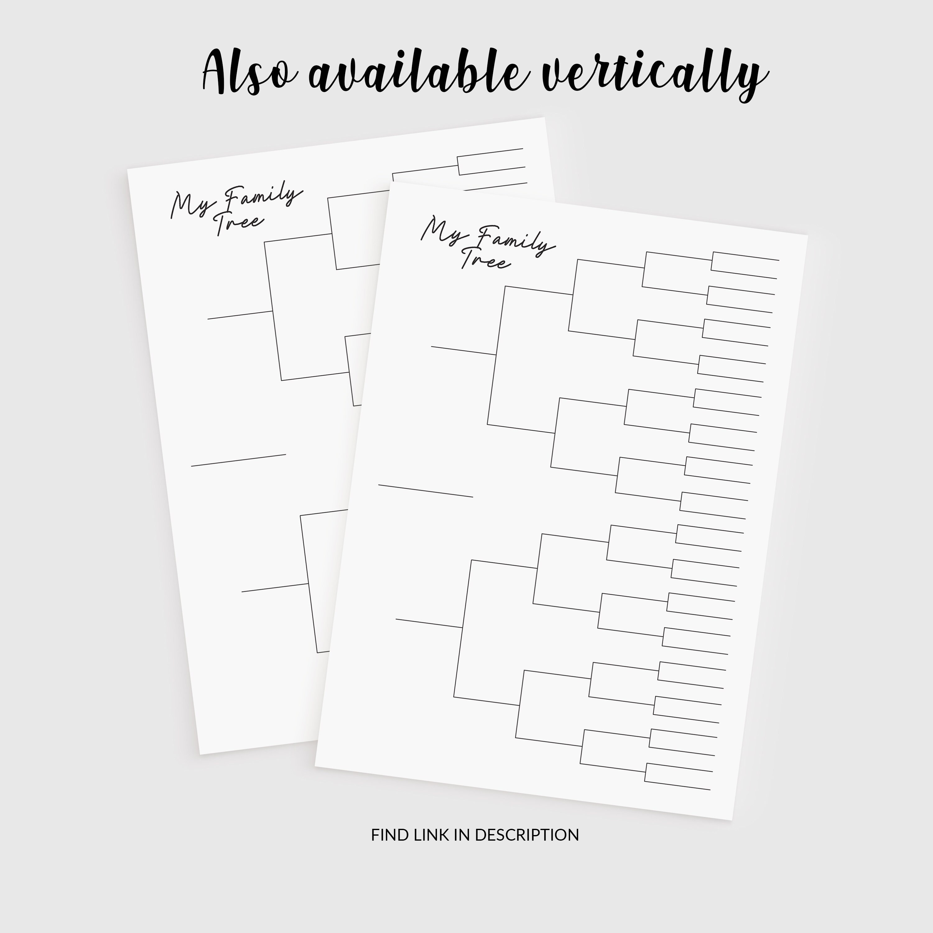 Blank Genealogy Chart Horizontal Family History Template - Etsy