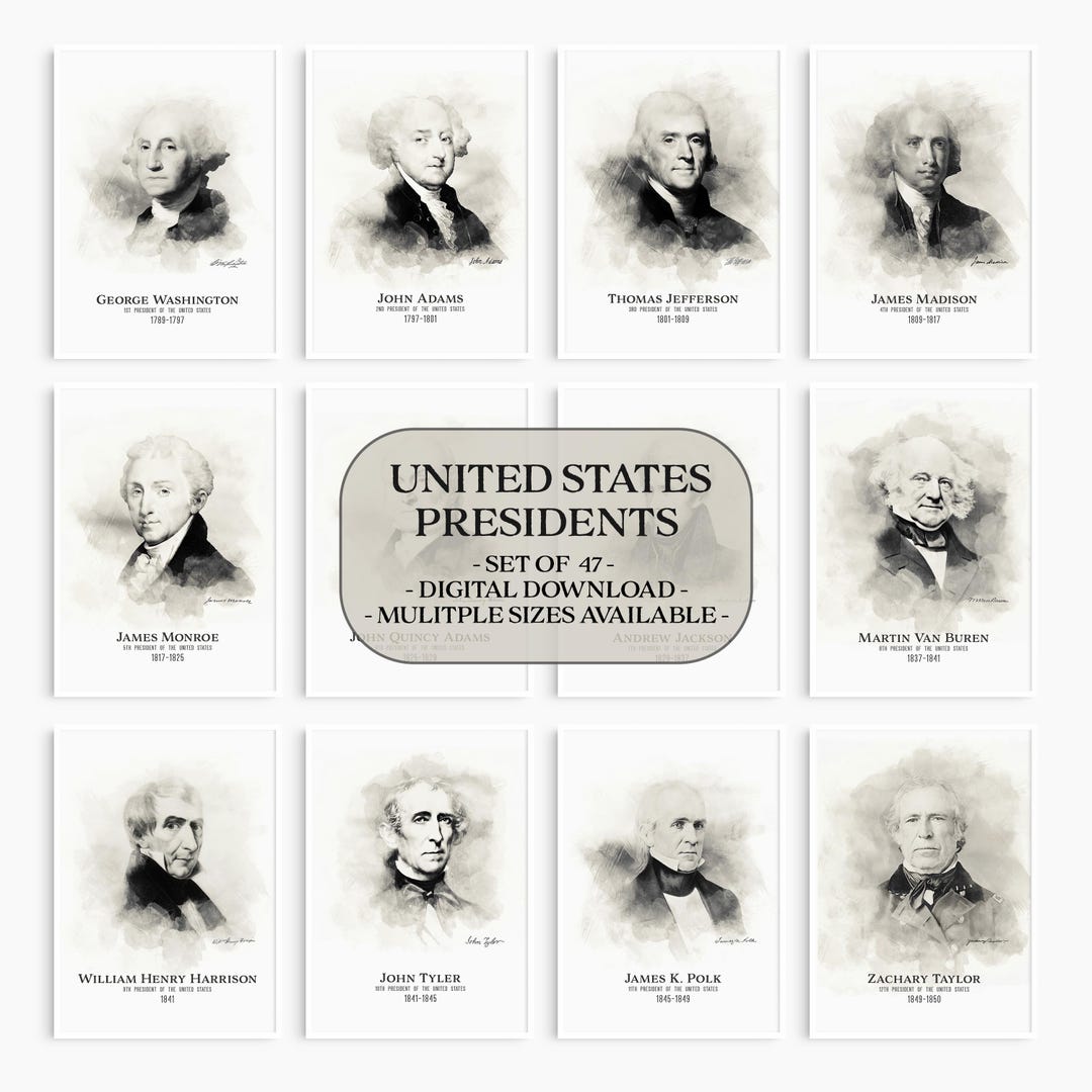 U.S. Presidents Poster Set of 47: US History Classroom Decor (digital ...
