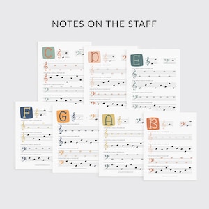 Beginner Music Theory Worksheets: 25-page Practice Sheets for Notes on ...