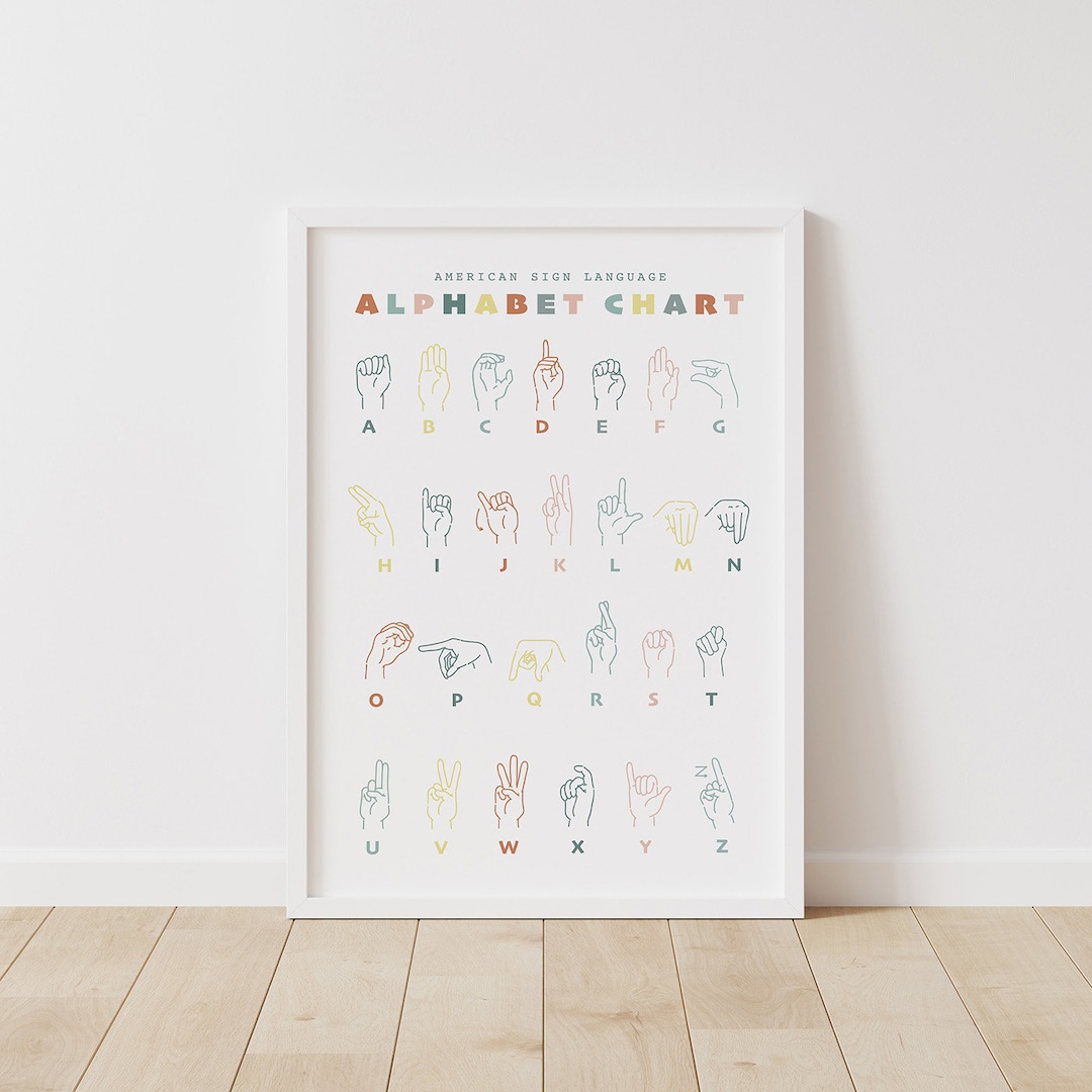 Colorful ASL Alphabet Poster, American Sign Language Printable, Learn ...