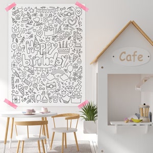 Huge Birthday Coloring Poster Big Happy Birthday Coloring - Etsy
