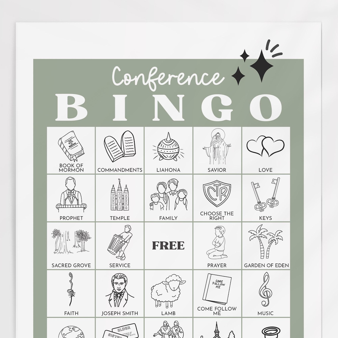 LDS General Conference Bingo Cards: Kids' Activity (PDF Digital ...