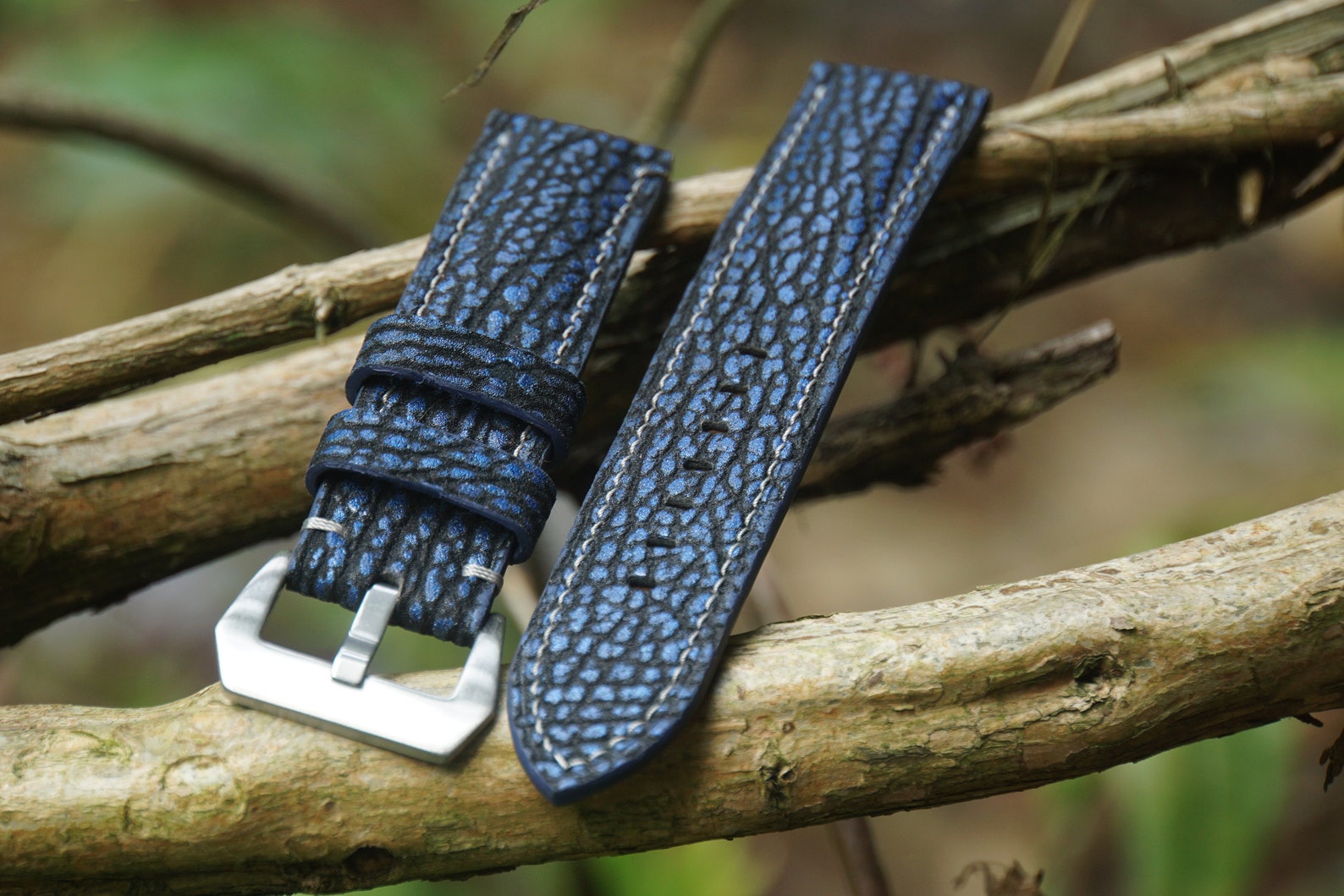 Blue Shark Skin Watch Strap/quick Release Watch Strap 17mm - Etsy