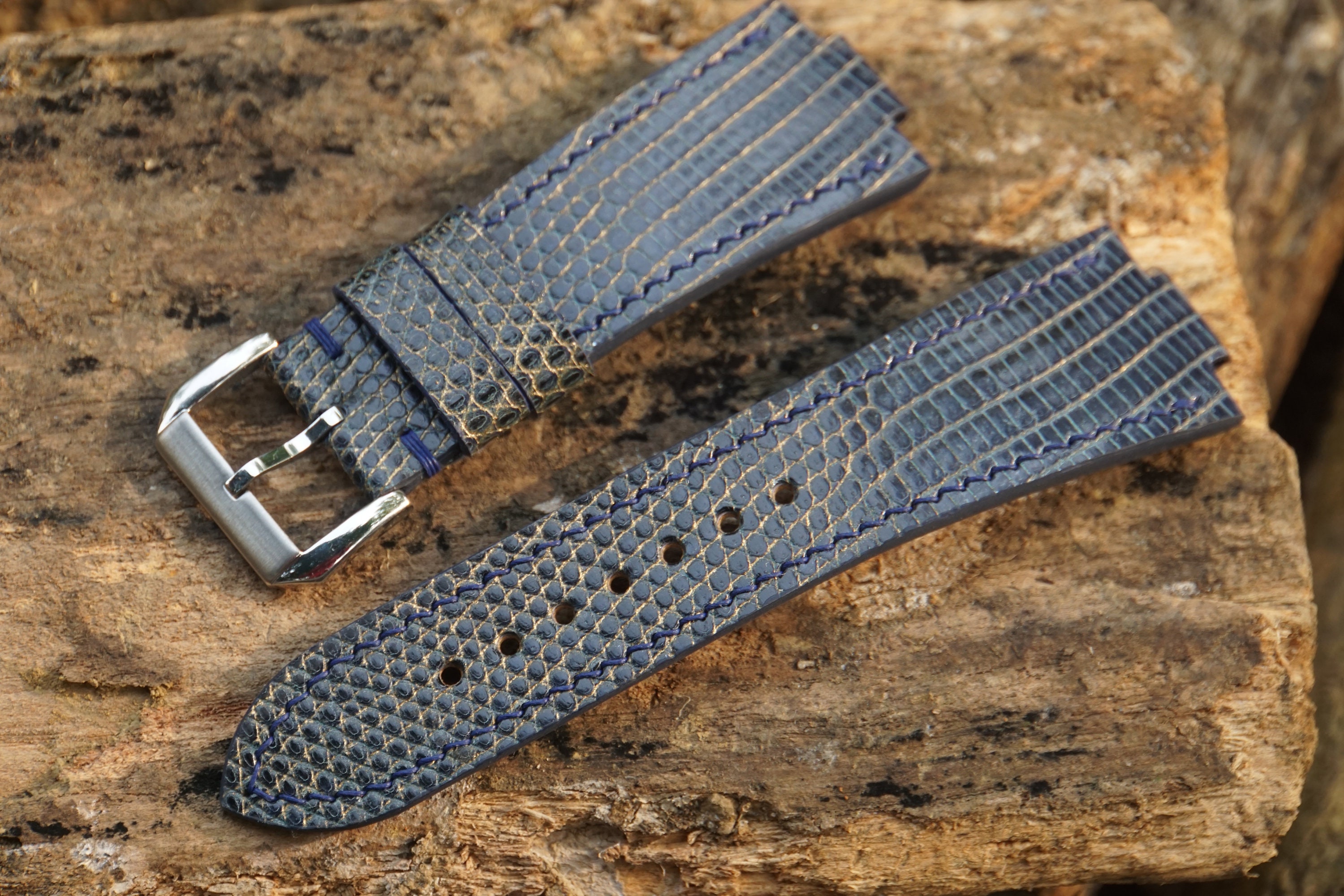 Blue Mix Gold Lizard Leather Watch Strap for Tissot PRX Watch - Etsy