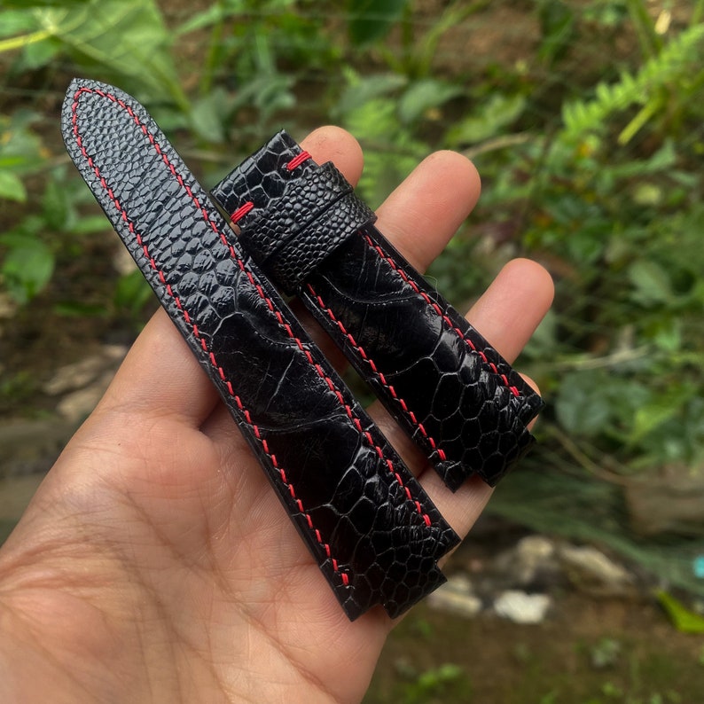 Black Ostrich Leg Leather Notched Watch Strap Oris Aquis - Etsy