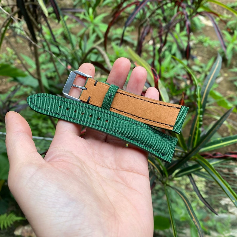 Green Sailcloth Watch Strap. Canvas Watch Strap 15mm 16mm 17mm - Etsy
