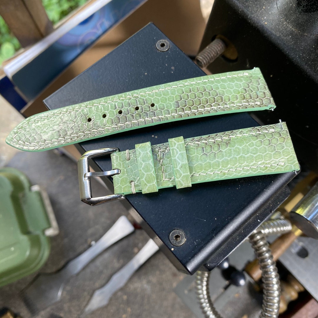 Light Green Sea Snake Leather Watch Strap 15mm 16mm 17mm 18mm 19mm 20mm ...