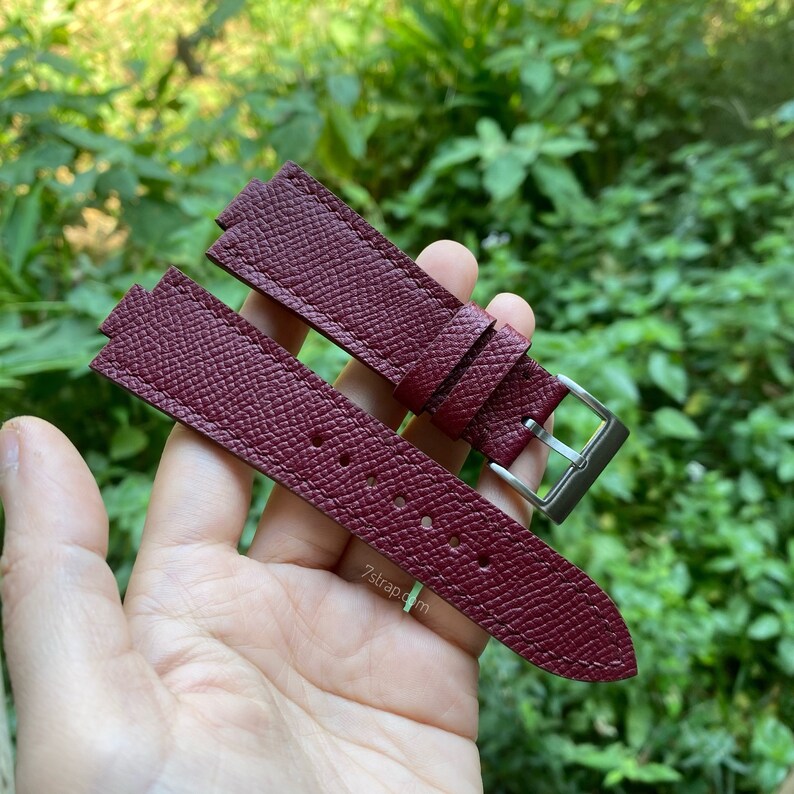 Burgundy Epsom Leather Notched Watch Strap for Tissot PRX Watch - Oris ...