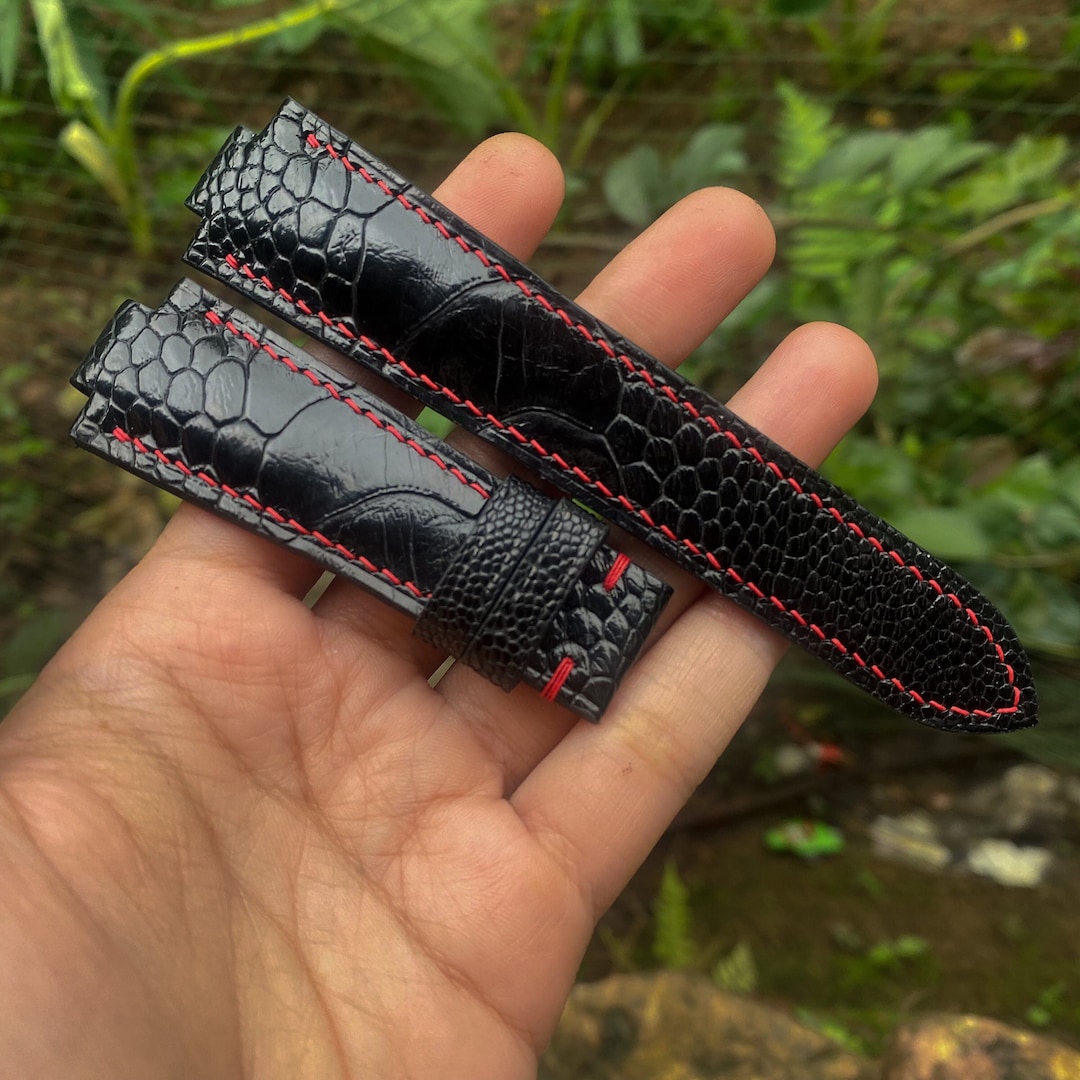 Black Ostrich Leg Leather Notched Watch Strap Oris Aquis Strap - Etsy