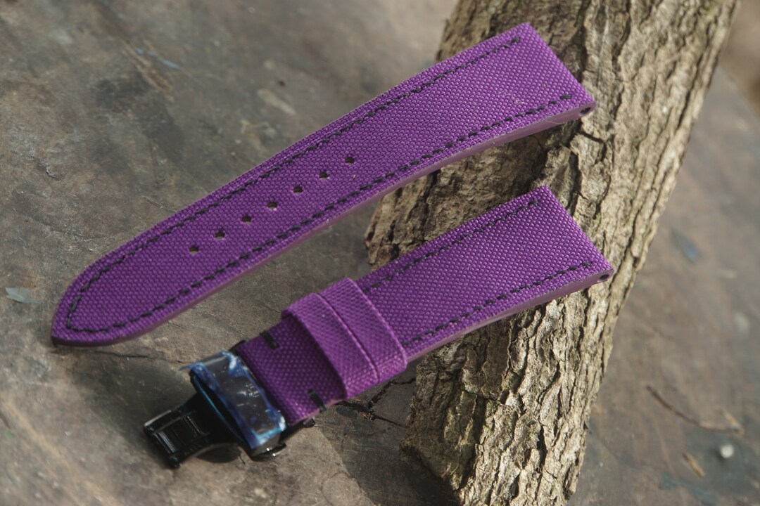 Custom Purple Canvas Watch Strap 21mm 22mm 23mm 24mm 26mm 17mm 19mm ...