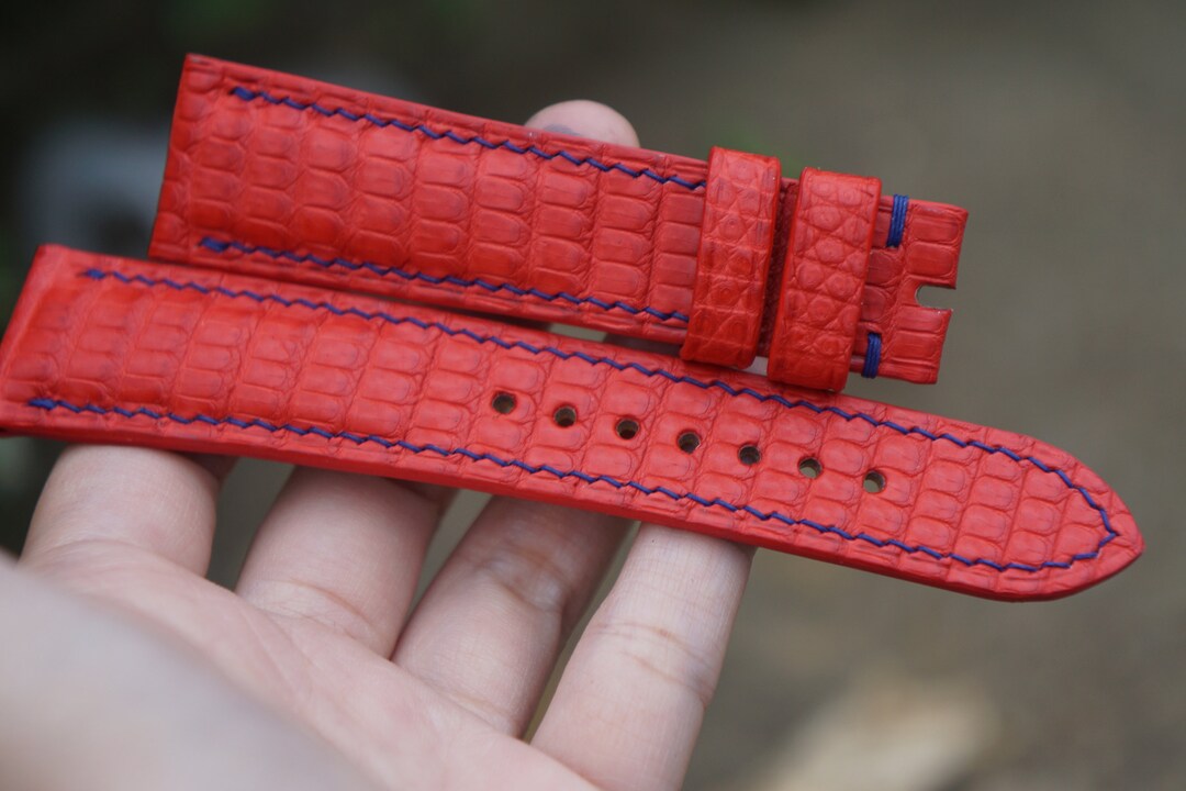 Bespoke Red Lizard Leather Watch Strap - Etsy