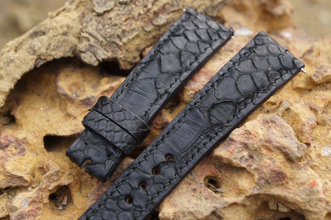 Custom black python leather watch straps Custom watch strap | Etsy