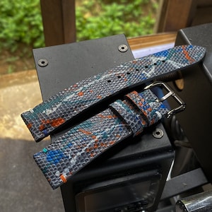 Bespoke Multicolor Lizard Leather Watch Strap 15mm 16mm 17mm 18mm 19mm ...