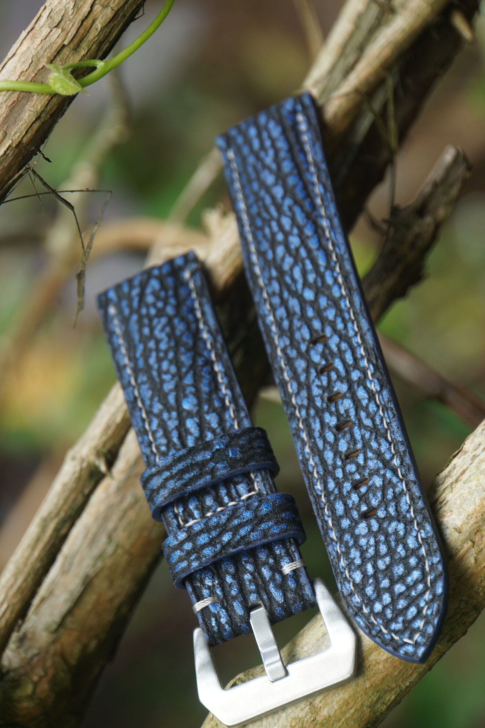 Blue Shark Skin Watch Strap/quick Release Watch Strap 17mm - Etsy