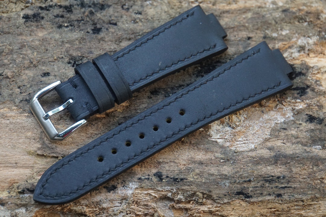 Notched Black Leather Watch Strap for Tudor North Flag Watch / Oris ...
