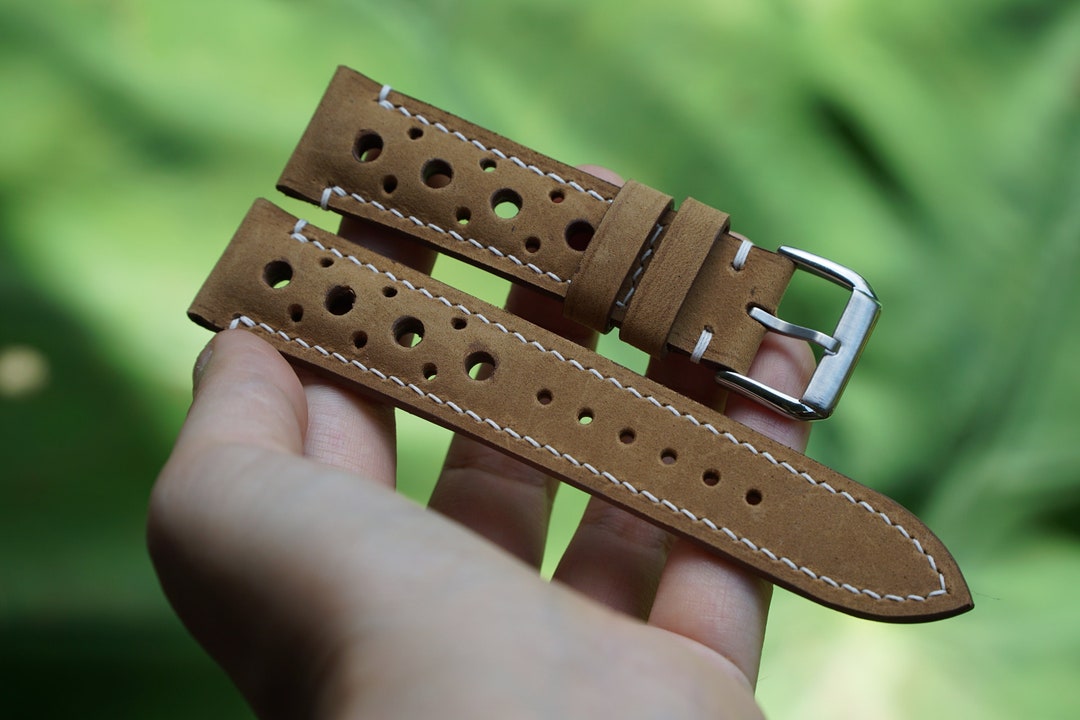 Tan Leather Rally Watch Strap. Racing Watch Bands 15mm 16mm 17mm 18mm ...