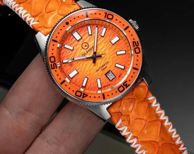 Orange Python Leather Watch Strap 15mm 16mm 17mm 18mm 19mm 20mm 21mm ...